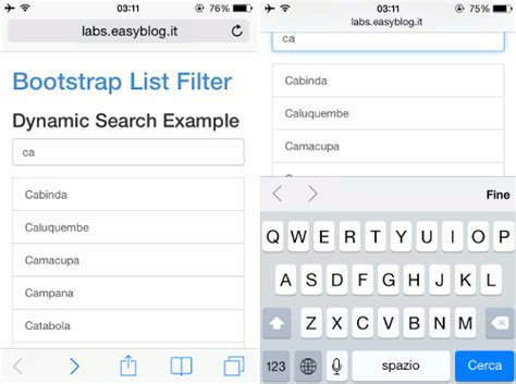 Bootstrap List Filter