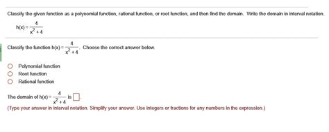 Solved Classify The Given Function As Polynomial Function Rational