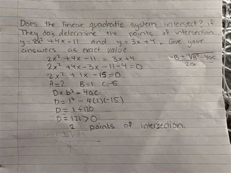Solved Does The Linear Quadratic System Intersect IfThey Chegg