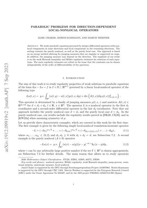Pdf Parabolic Problems For Direction Dependent Local Nonlocal Operators
