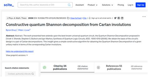 Constructive Quantum Shannon Decomposition From Cartan Involutions Scite Report