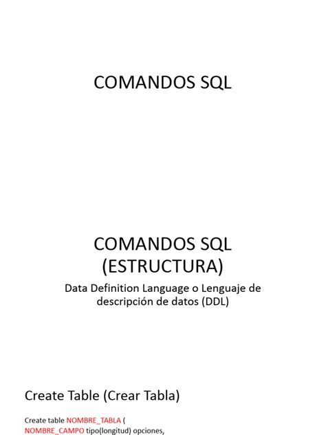 Comandos Sql Pdf Sql Recuperación De Información