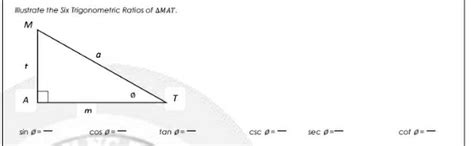 Solved Illustrate the Six Trigonometric Ratios of MAT sin θ cos phi tan phi frac