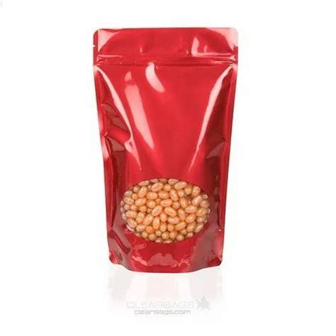Plain Red Glossy Standy Pouches 500 Grams With Zipper At Rs 6 90 Piece
