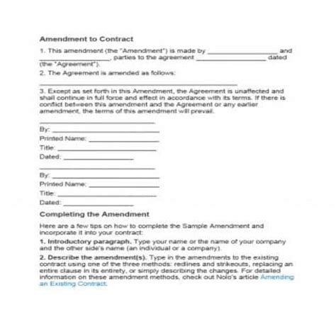 45 Official Contract Amendment Templates Besty Templates