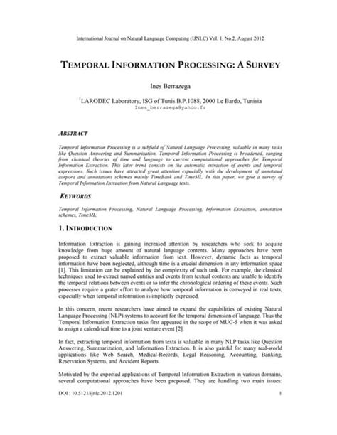 Temporal Information Processing A Survey Pdf