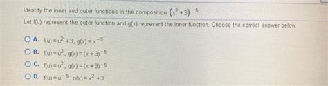 Solved Identify The Inner And Outer Functions In The Chegg Com