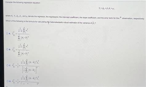 Solved Consider The Following Regression Equation Υ βιx