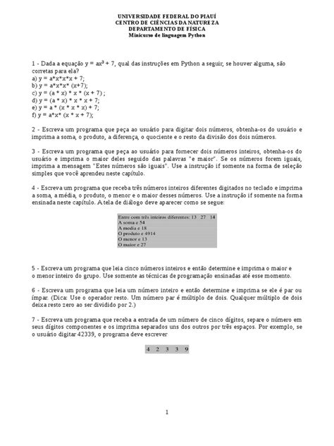 exercicios linguagem python pdf pi python linguagem de programação
