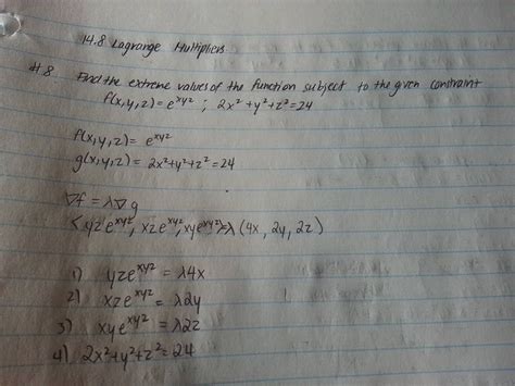 optimization finding extreme values using lagrange multipliers