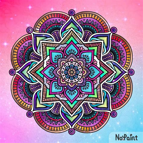 Colorful Flower Coloring Page Colorful Galaxy Mandala Design