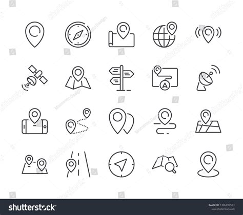 Simple Set Map Pin Line Icon Stock Vector Royalty Free