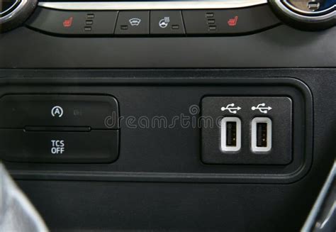 Two USB Port In The Car Panel Stock Photo Image Of Transportation Plastic