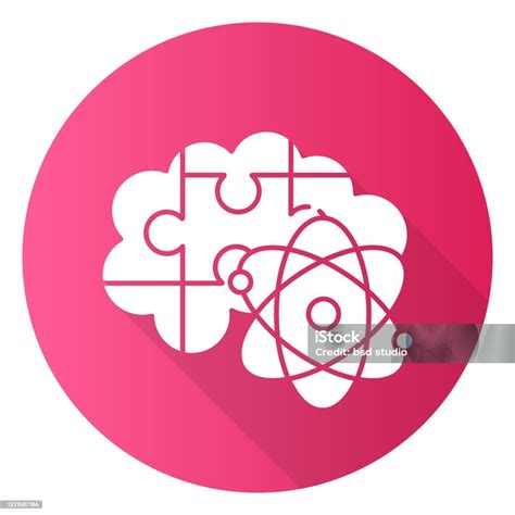 수수께끼 핑크 플랫 디자인 긴 그림자 문고 아이콘입니다 과학 퍼즐 수수께끼 논리 게임 정신 운동 독창성 지식 지능 테스트 문제 해결 벡터 실루엣 일러스트레이션 개념에 대한