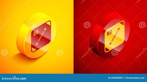 Isometric Diagonal Measuring Icon Isolated On Orange And Red Background