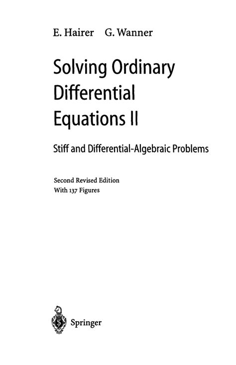 pdf solving ordinary differential equations ii stiff and