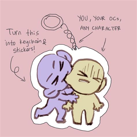 Custom Love Bite Chibi Couple Commission Keychain Sticker Cute Ych Your Character Here Dnd