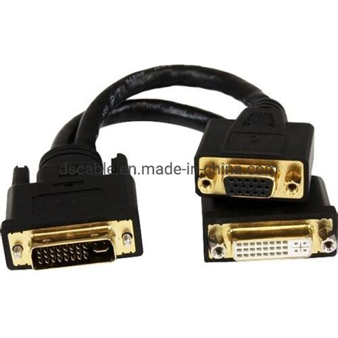 Dvi Male To Vga Dvi Female Socket Splitter Y Adapter Cable Dvi Cable