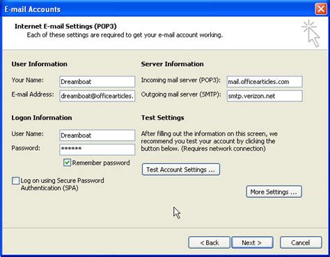 Setting Up A POP3 Email Account In Microsoft Outlook Office Articles