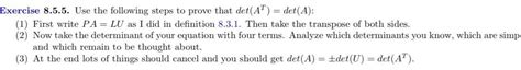 [answered] exercise 8 5 5 use the following steps to prove that det at