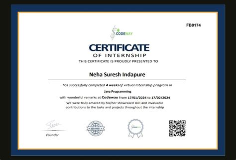 Neha Indapure On Linkedin Codeway Javaprogramming Internshipcompletion