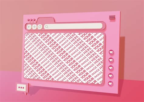 3d love themed pink web browser mockup mediamodifier