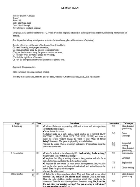 Lesson Plan St Nd Rd Download Free Pdf Question Linguistics