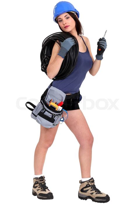 Sexy Female Electrician Stock Image Colourbox