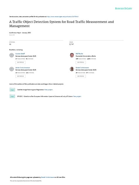 A Traffic Object Detection System For Road Traffic Pdf Traffic Computer Vision