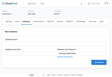Databases Cloudpanel Documentation