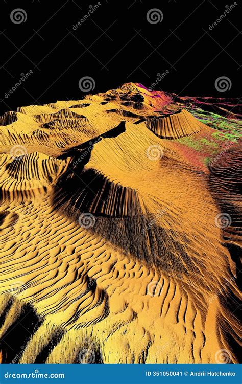Satellite Scan Of A Desert Landscape Rendered In 3d Using Gis And Lidar Data With Color Coded