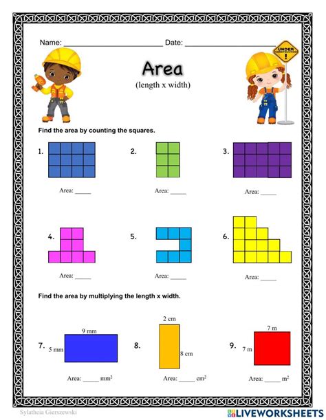Area Interactive Activity For 3 Area Worksheets Math Worksheets