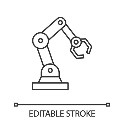 Industrial Robotic Arm Linear Icon Thin Line Illustration Robot Hand Contour Symbol Vector