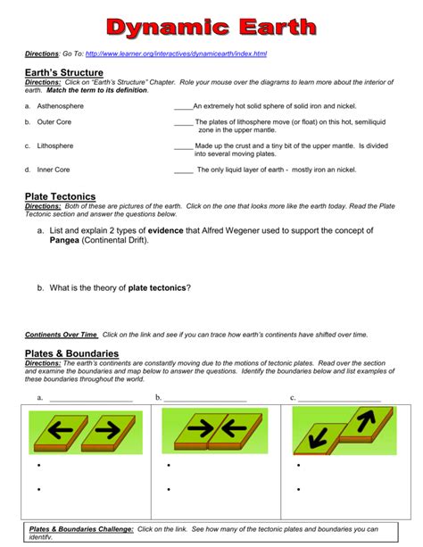 Dynamic Earth Interactive Worksheet Answers The Earth Images Revimage Org