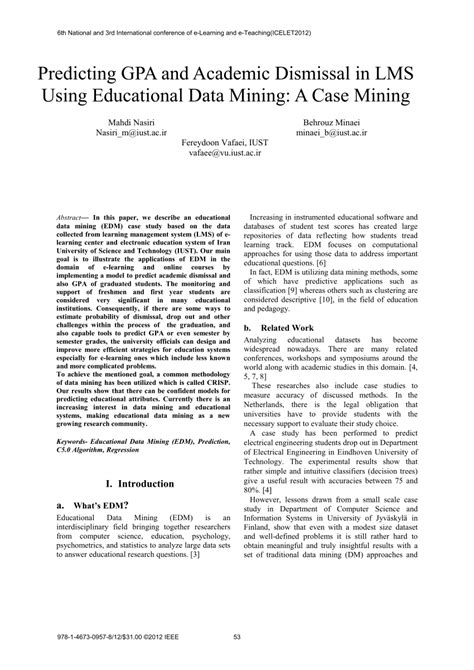 pdf predicting gpa and academic dismissal in lms using educational data mining a case mining