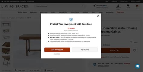 Living Spaces Shopify Upsell Popup Example ConvertFlow