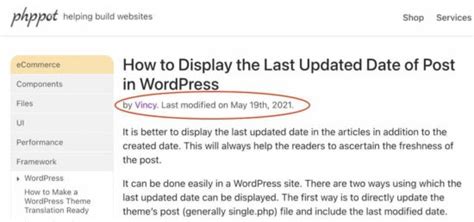 How To Display The Last Updated Date Of Post In Wordpress Phppot
