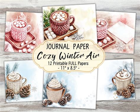 Cozy Winter Air Junk Journal Pages Coffee And Cones Winter Background