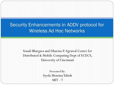 Ppt Security Enhancements In Aodv Protocol For Wireless Ad Hoc