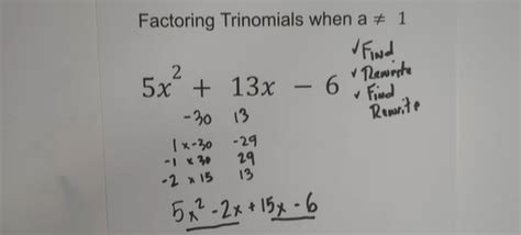 Factoring Trinomial When Lead Coefficient Is Not 1 Moomoo Math