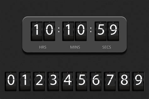 Premium Psd Clock Countdown Display Set Numbers Flip Watch Analog Black Scoreboard Digital Timer
