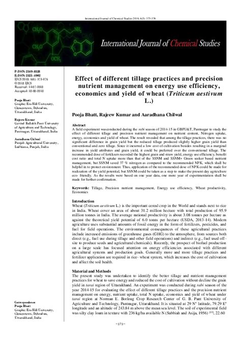 Pdf Effect Of Different Tillage Practices And Precision Nutrient Management On Energy Use
