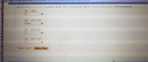 Solved Let U { 1 2 3 4 5 6 7 8 A B C D E If