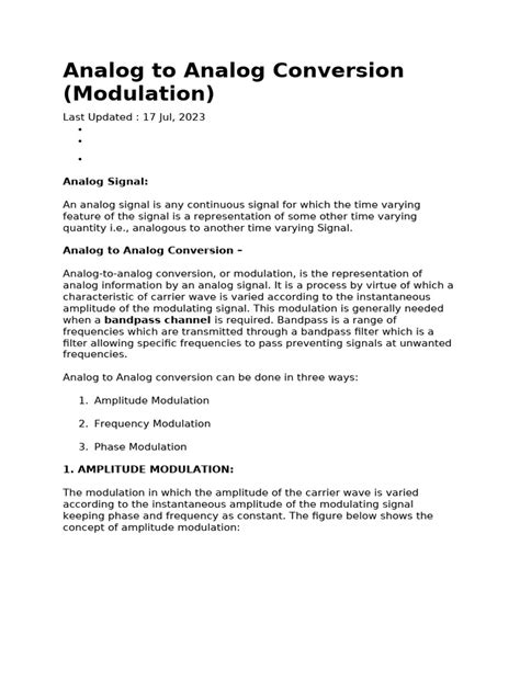 Analog To Analog Conversion Modulation Pdf