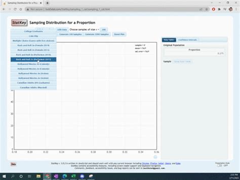 A Sampling Distribution For Gender In The Rock And Roll Hall Of Fame Exercise Tells Us That
