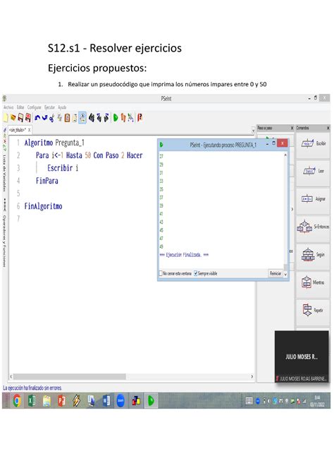 Tarea Algoritmos Semana 12 Principios De Algoritmos S12 Resolver Ejercicios Ejercicios