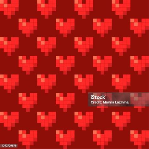 픽셀 아트 하트 아이콘입니다 발렌타인 데이 만화 그림 매끄러운 패턴 개념에 대한 스톡 벡터 아트 및 기타 이미지 개념