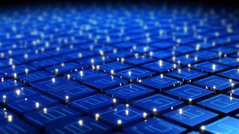 premium ai image futuristic array of blue microchips with glowing