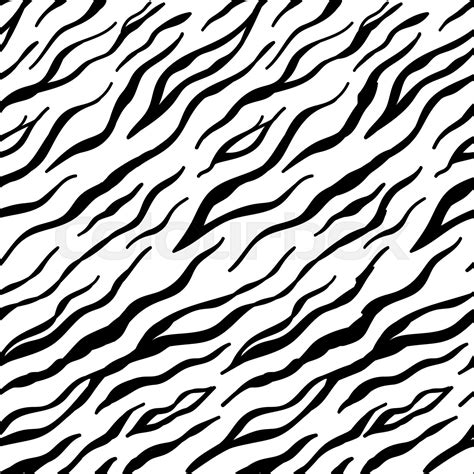 Vector Seamless Pattern With Zebra Skin Black And White Zebra Stripes