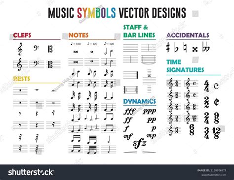 Music Symbols Set Elements Musical Notes Stock Vector Royalty Free 2158706577 Shutterstock